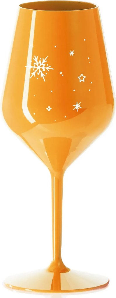 ZIMĚNKA - oranžová nerozbitná sklenice na víno 470 ml