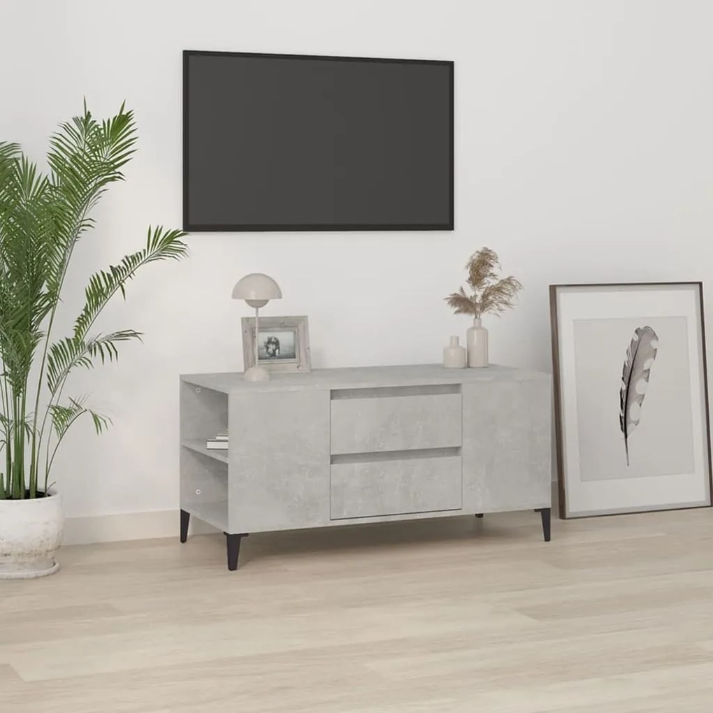 TV skříňka betonově šedá 102x44,5x50 cm kompozitní dřevo