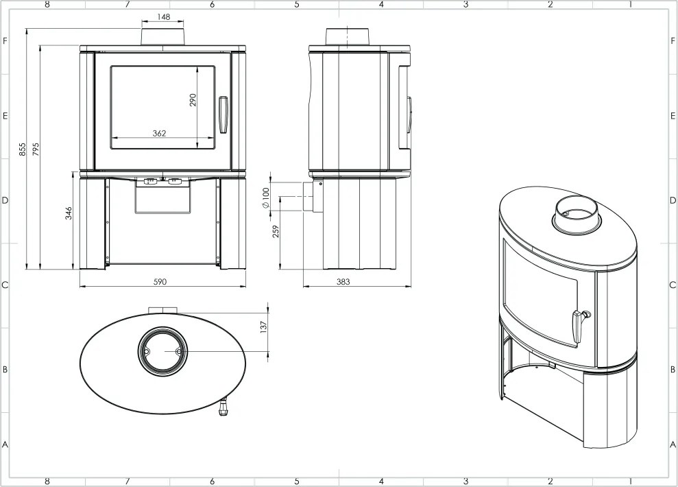 NordFlam Litinová krbová kamna MODENA EKO 9kW