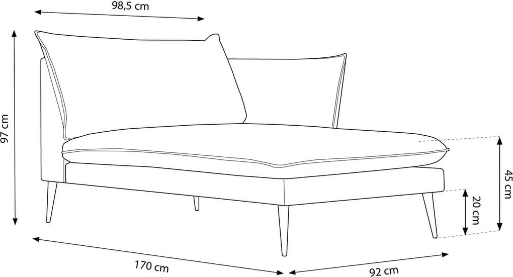 MUZZA LENOŠKA AGATE PRAVÁ 165 CM SAMET SVĚTLE ŠEDÁ