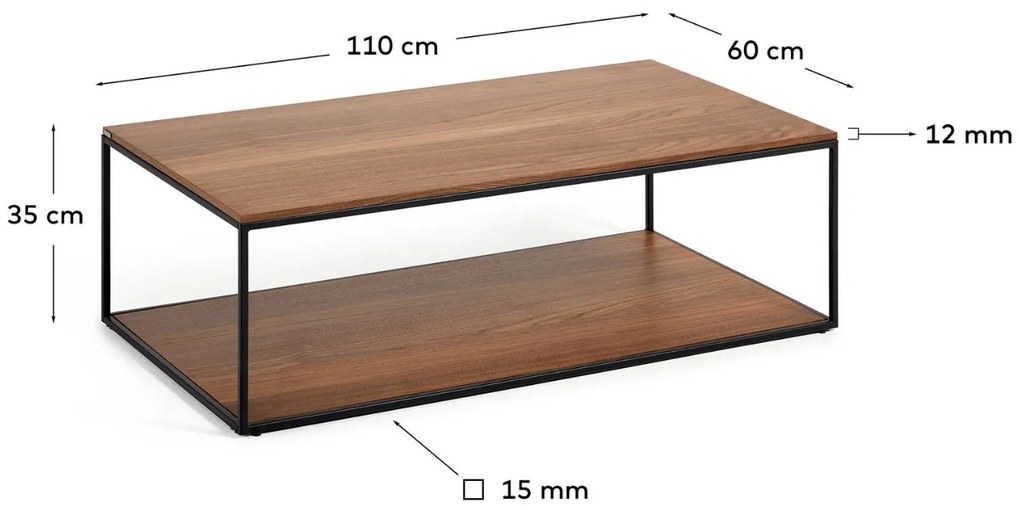 Ořechový konferenční stolek Kave Home Yoana 110 x 60 cm