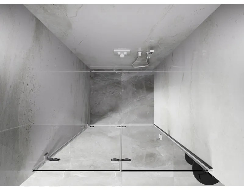 Mexen, Mexen Lunar-F skládací levé sprchové dveře 60 cm, transparentní, bílé - 836-060-000-20-00-L