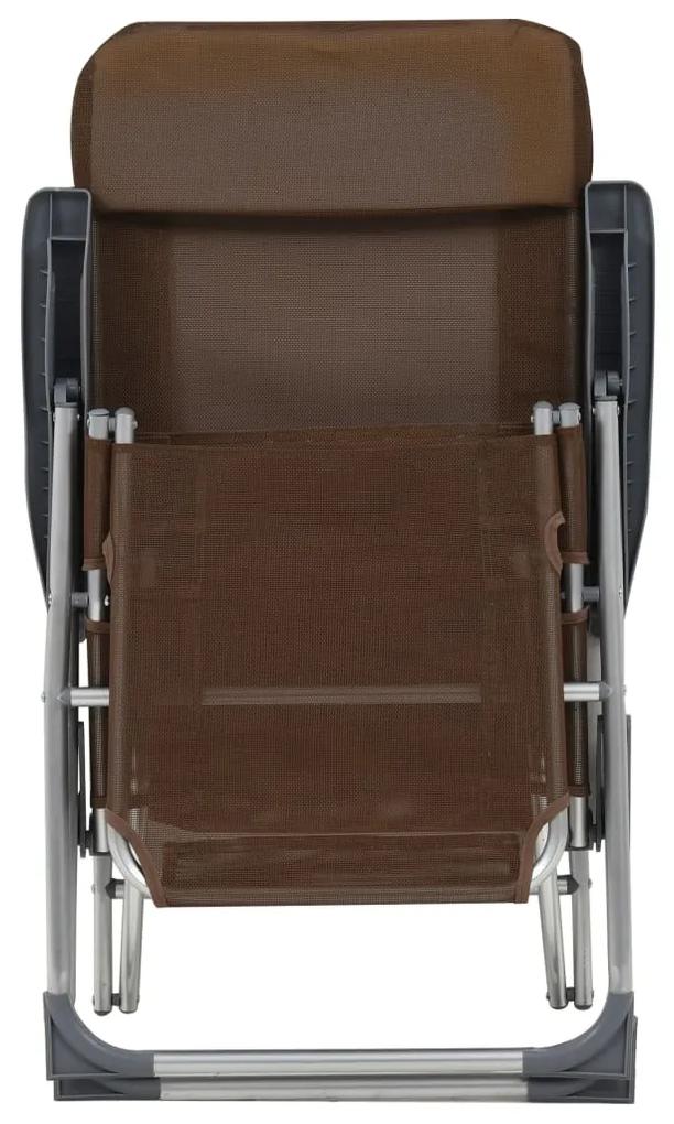 Skládací kempingové židle s podnožkami 2 ks hnědé textilen - Default Title