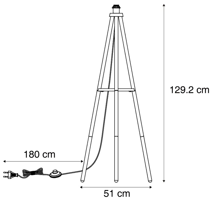 Skandinávská stojací lampa s trojnožkou dřevěná - Lou