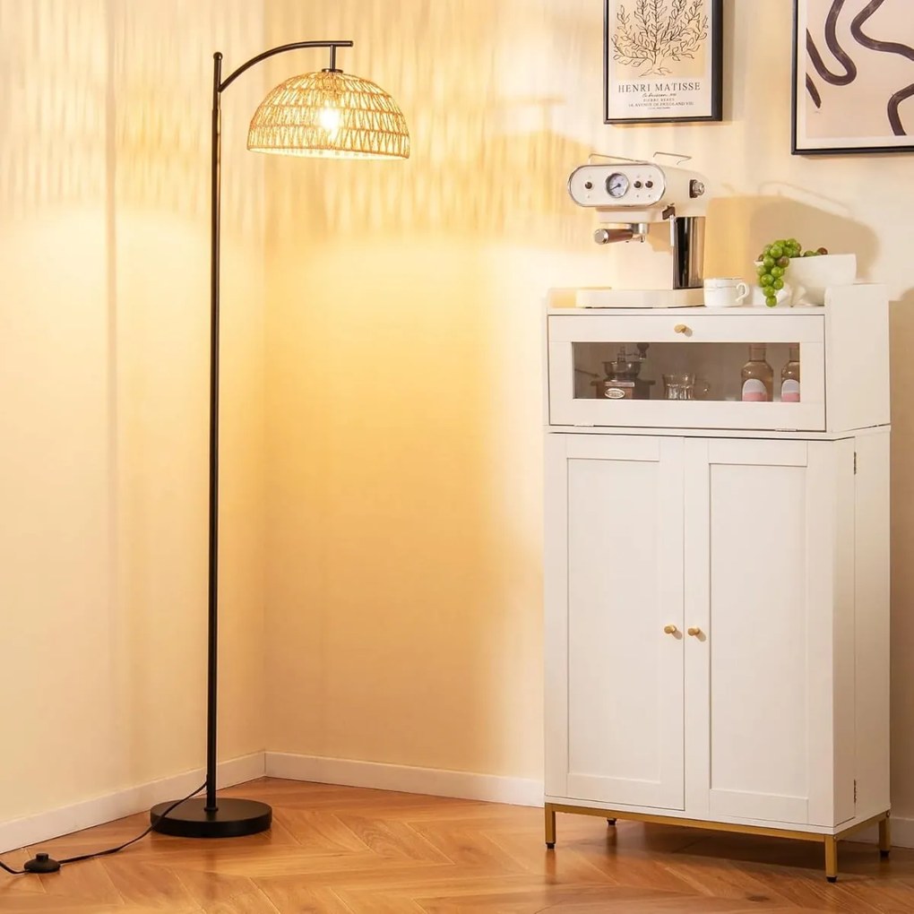 Costway Stojací lampa 160 cm se závěsným stínidlem a nožním spínačem Stojací