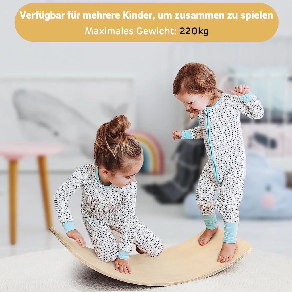 Costway Balance Board Curvy Board Balanční prkno ze dřeva – 90 × 30 cm, přírodní