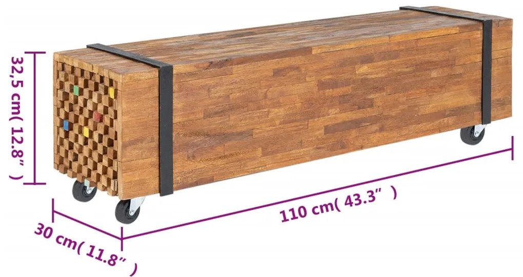vidaXL Marketos TV stolek 110 x 30 x 32,5 cm masivní teakové dřevo