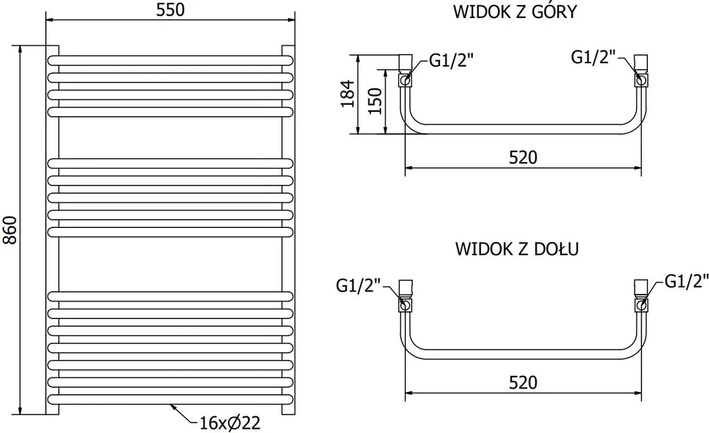 Mexen Apollo, elektrické topné těleso 860x550 mm + topná tyč 600 W, bílá, W117-0860-550-2600-20