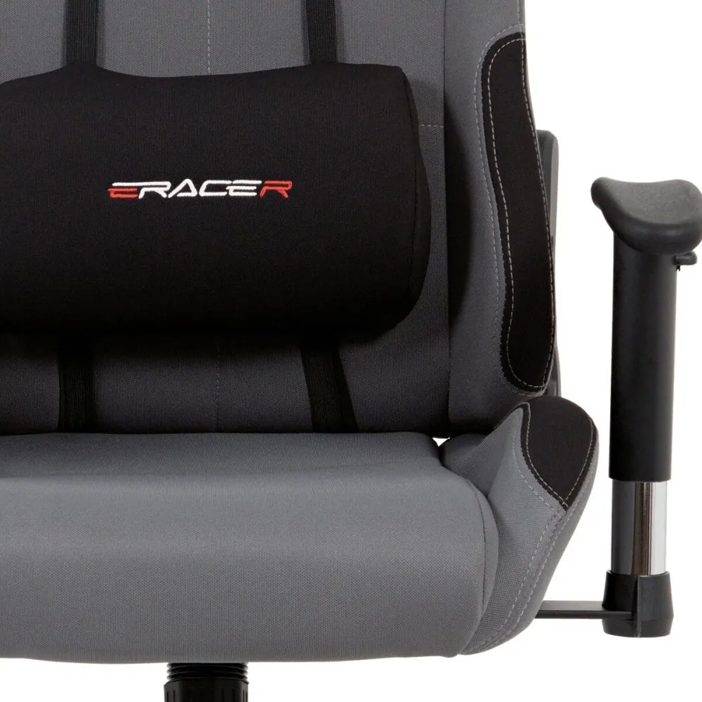 Kancelářská židle houpací mech., plast. kříž, šedá + černá látka – opěrák 90°–180° Šedá