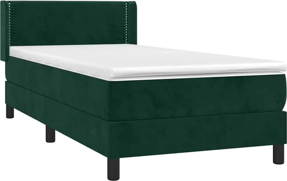 Box spring postel s matrací tmavě zelená 80 x 200 cm samet 3130868