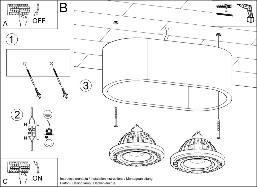 Sollux Lighting Stropní svítidlo BASIC 2 beton