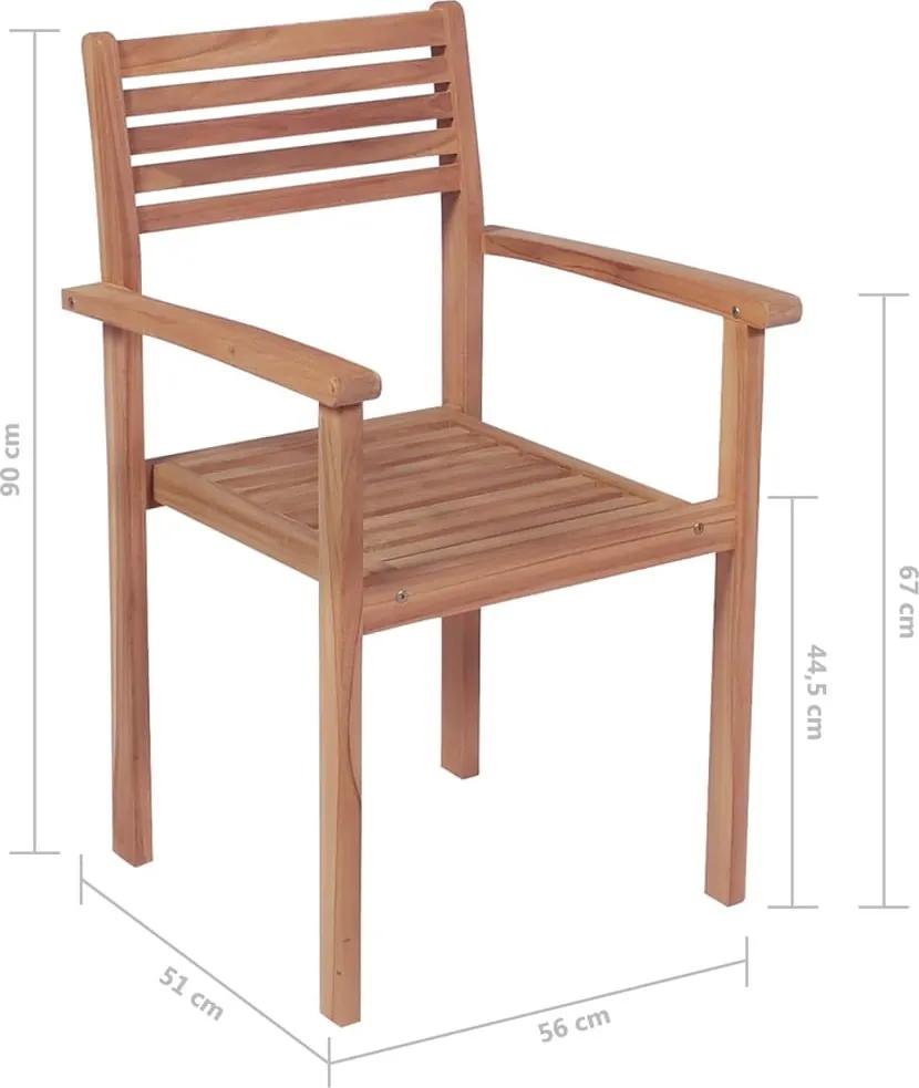 vidaXL Stohovatelné zahradní židle s poduškami 8 ks masivní teak [3072617] Barva: Červená