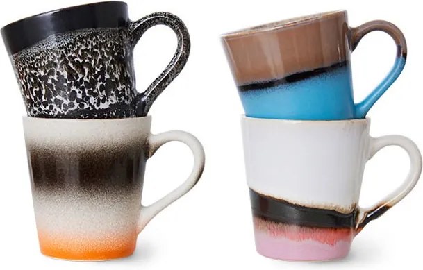 Set 4ks retro hrnek na kávu Espresso 70s Funky - 8* Ø 5,8*6,2cm / 80ml