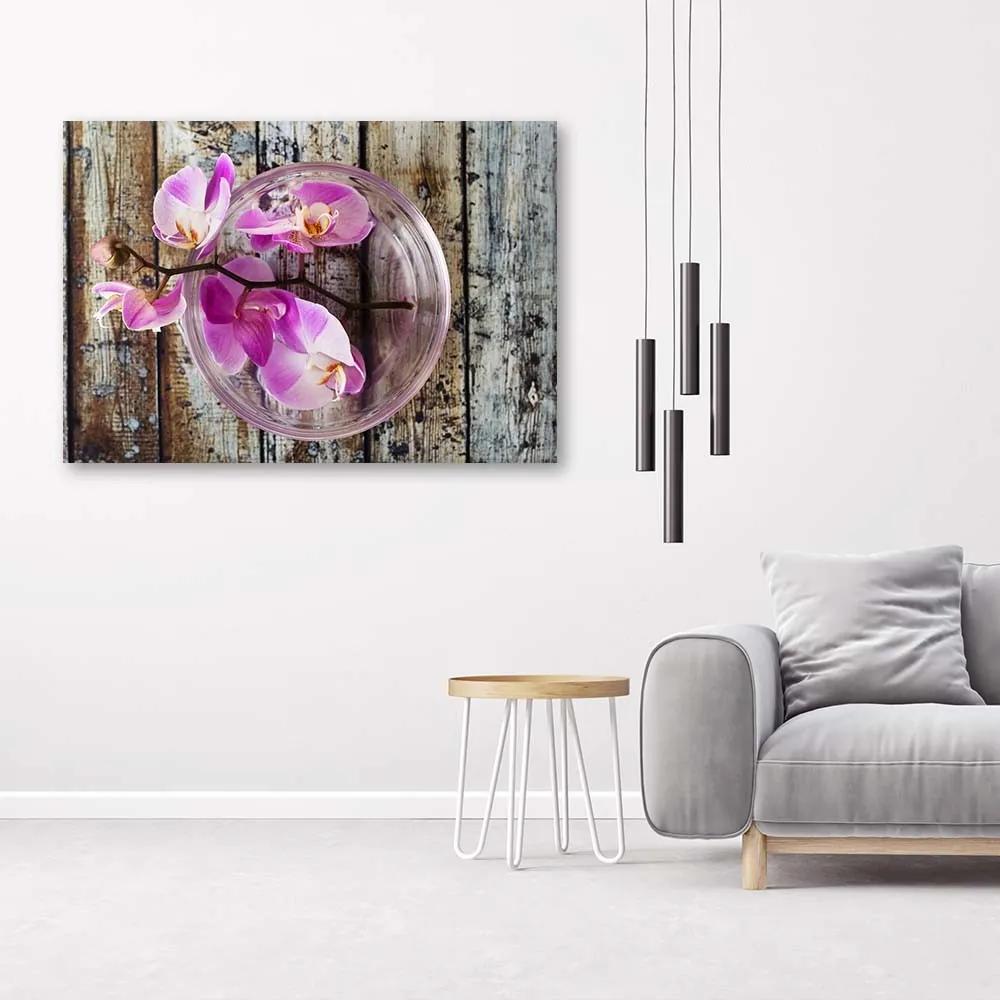 Gario Obraz na plátně Orchidej na pozadí prken Rozměry: 60 x 40 cm