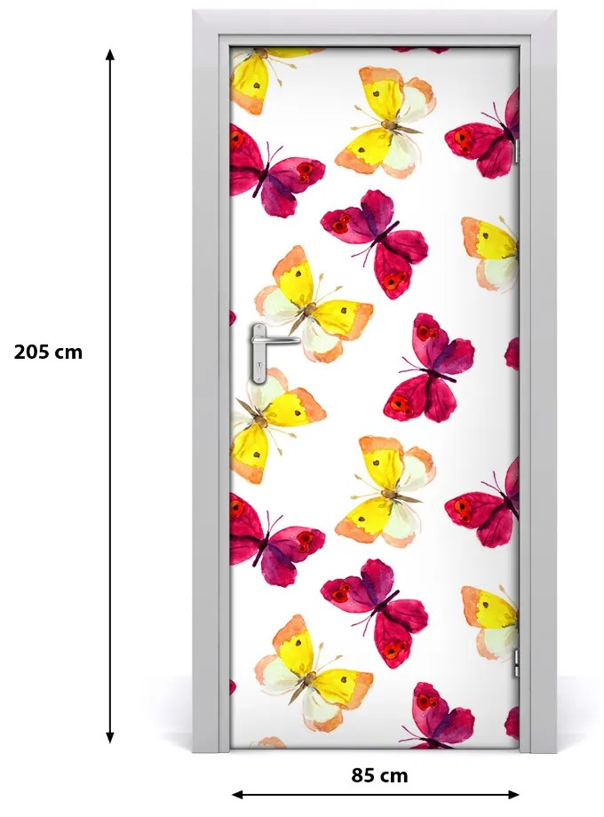 Samolepící fototapeta na dveře Barevní motýli 85x205 cm