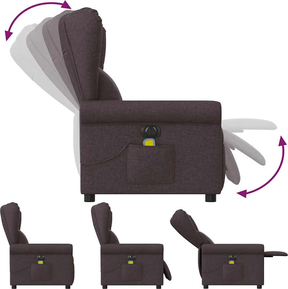 Elektrické masážní polohovací křeslo tmavě hnědé textil 3303369