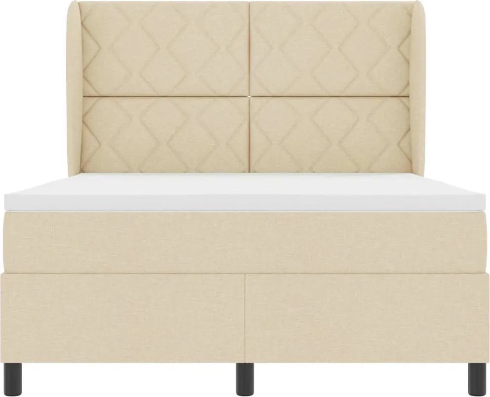 Postel s boxspringem s čelo Krémová 160 x 200 cm textil 3340639