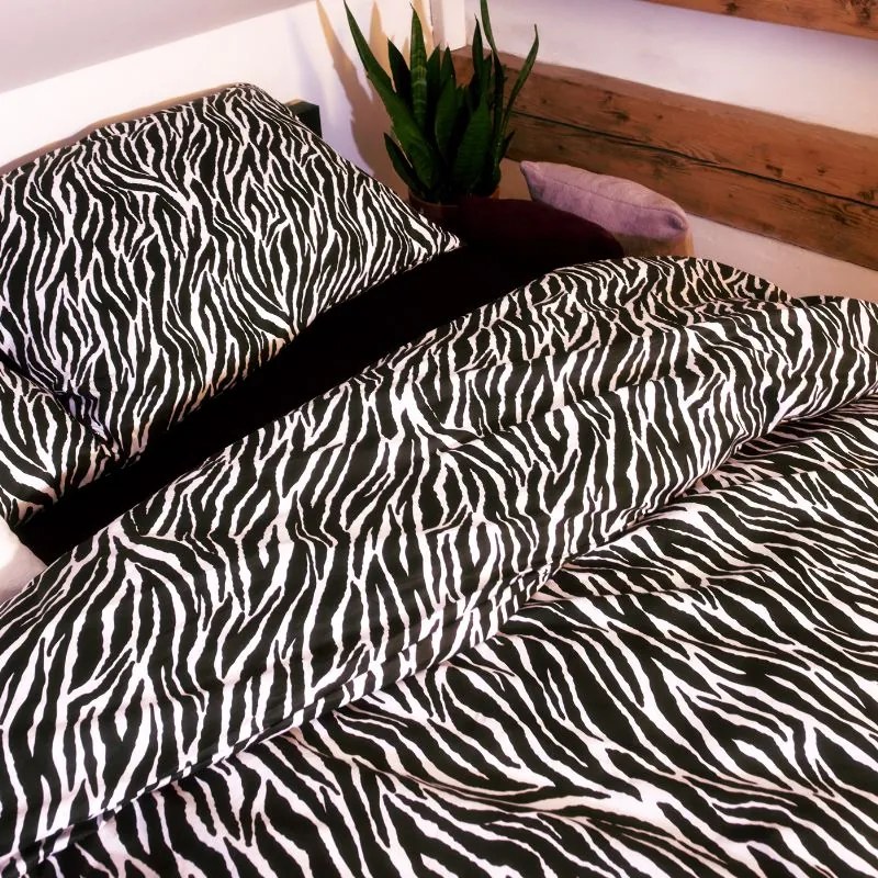 SCANquilt povlečení KLASIK DESIGN zebra černobílá 140 x 200/70 x 90 cm