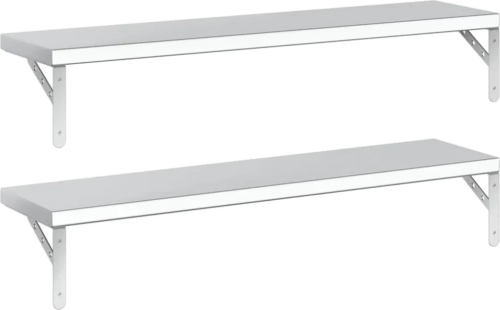 Nástěnné police 2 ks 100 x 23,5 cm stříbrné nerezová ocel 3214504
