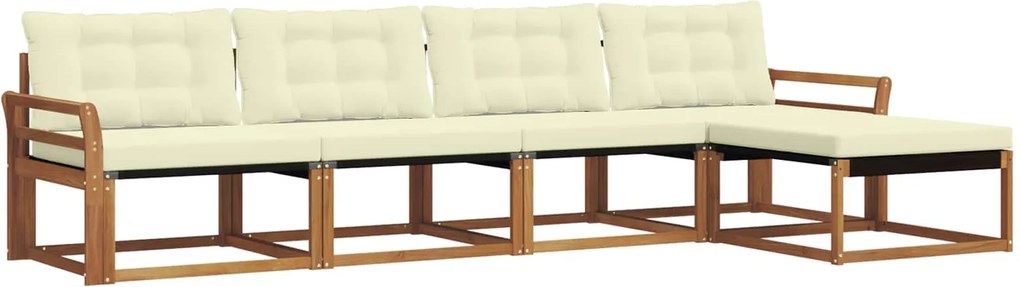 Venkovní pohovková souprava 5 ks Přirozená a Krémová 3369361