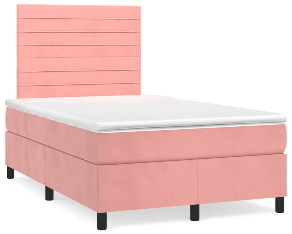 Box spring postel s matrací růžová 120x190 cm samet 3270006