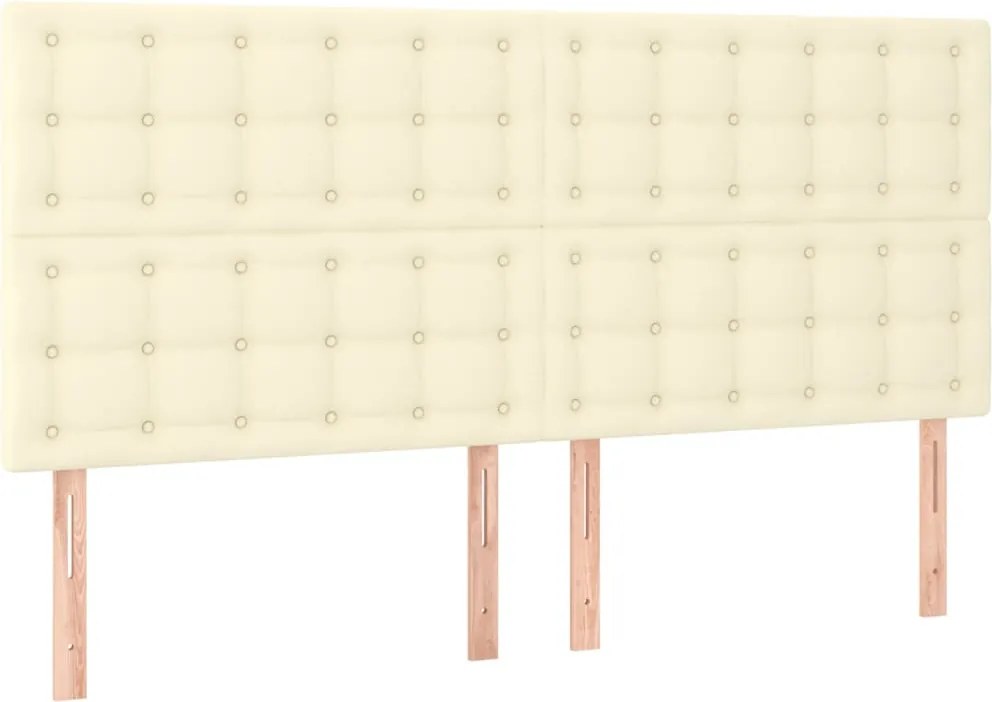 Box spring postel s matrací a LED krémová 160x200 cm umělá kůže 3135953