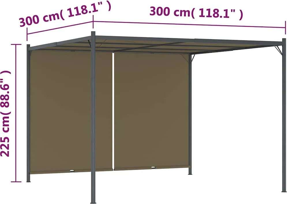 Zahradní altán se zatahovací střechou 3 x 3 m taupe 180 g/m² 312225