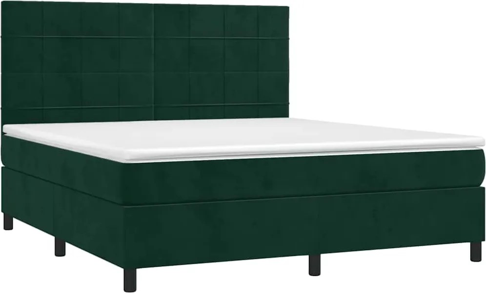 Box spring postel s matrací tmavě zelená 180x200 cm samet 3143040