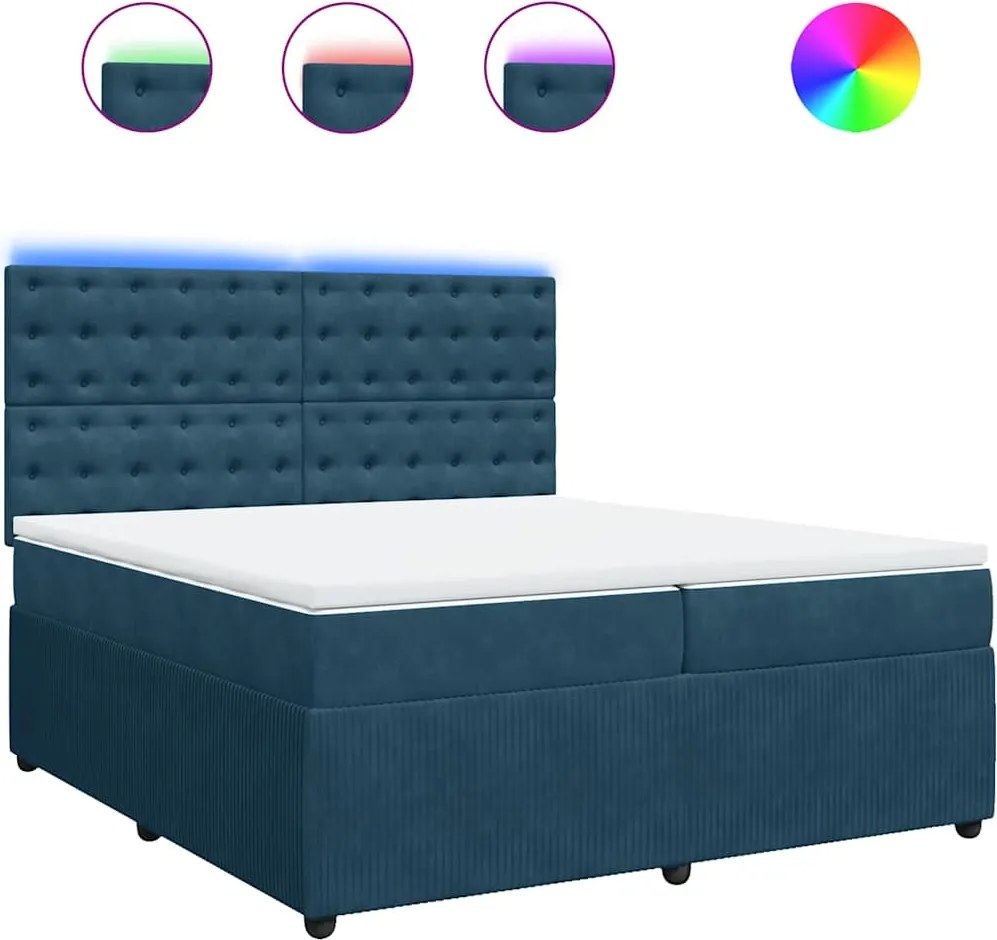 Box spring postel s matrací modrá 200 x 200 cm samet 3294746