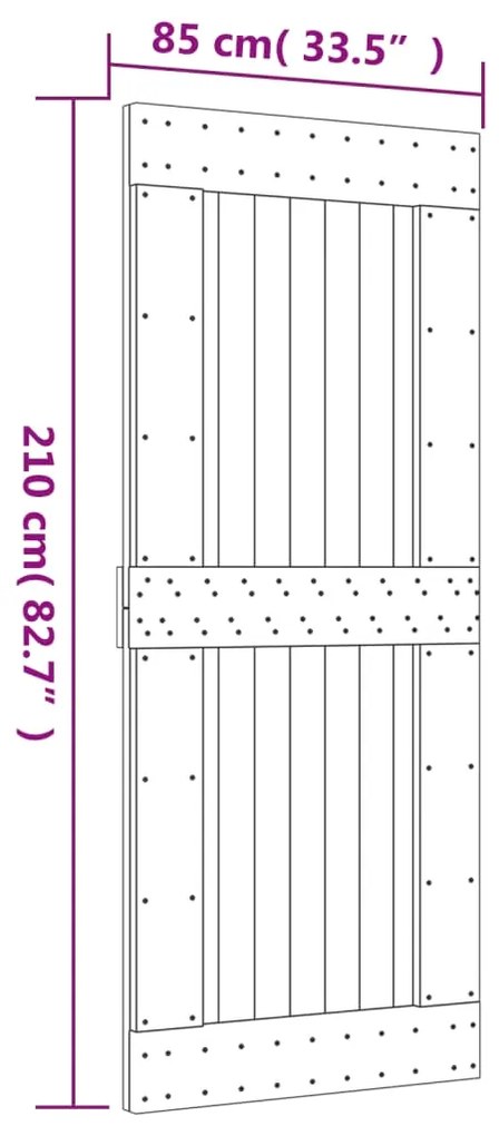 Posuvné dveře s kováním 85 x 210 cm masivní borové dřevo