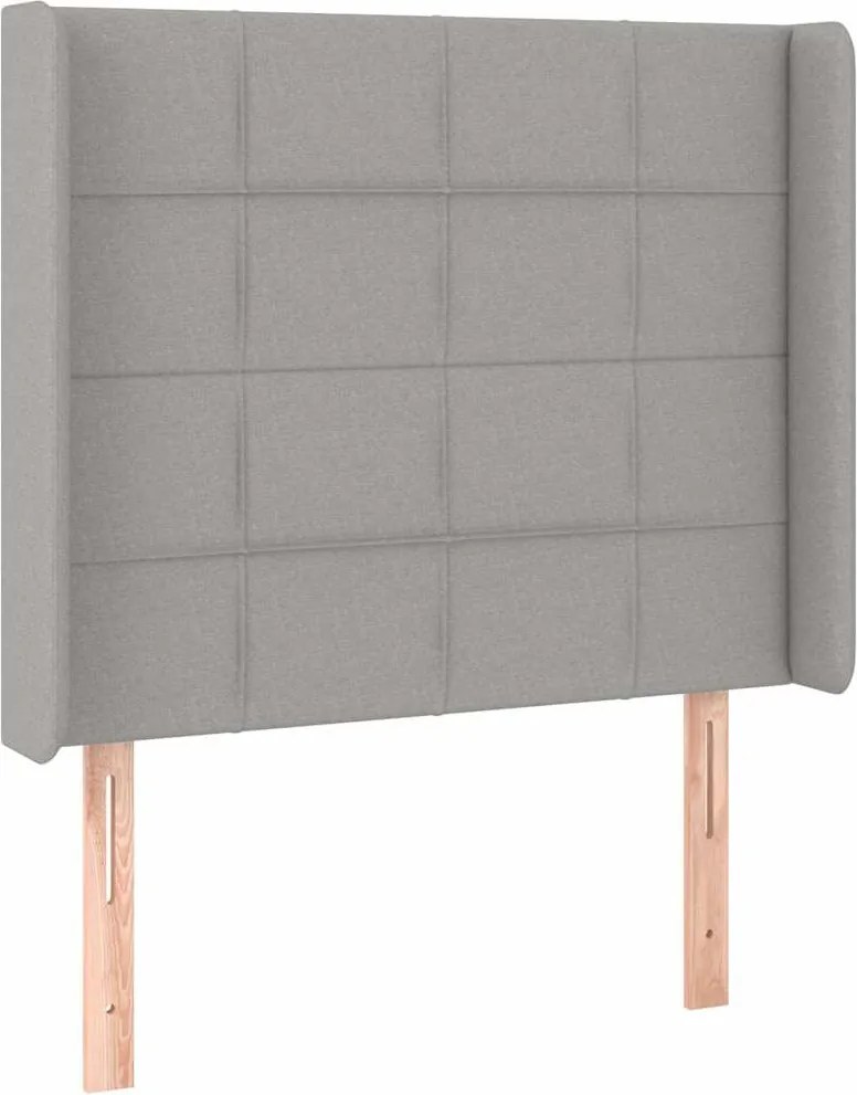 Čelo postele typu ušák světle šedé 83x16x118/128 cm textil 3119554