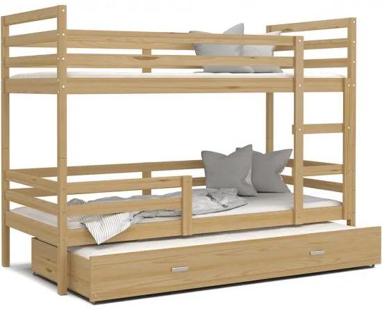 DOBRESNY Dětská patrová postel s přistýlkou JACEK 3 200x90 cm BOROVICE