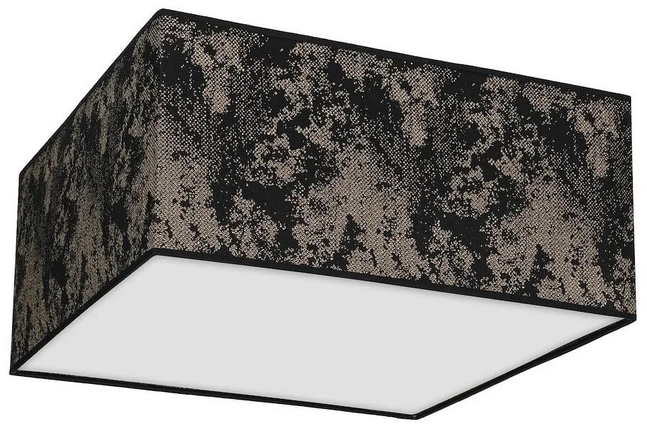Stropní svítidlo Satino Square, 1x černé/zlaté textilní stínítko, (bílé plexisklo), (40 cm)