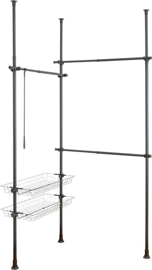Teleskopický šatní systém HERKULES BASIC, dvojitý, černý, WENKO