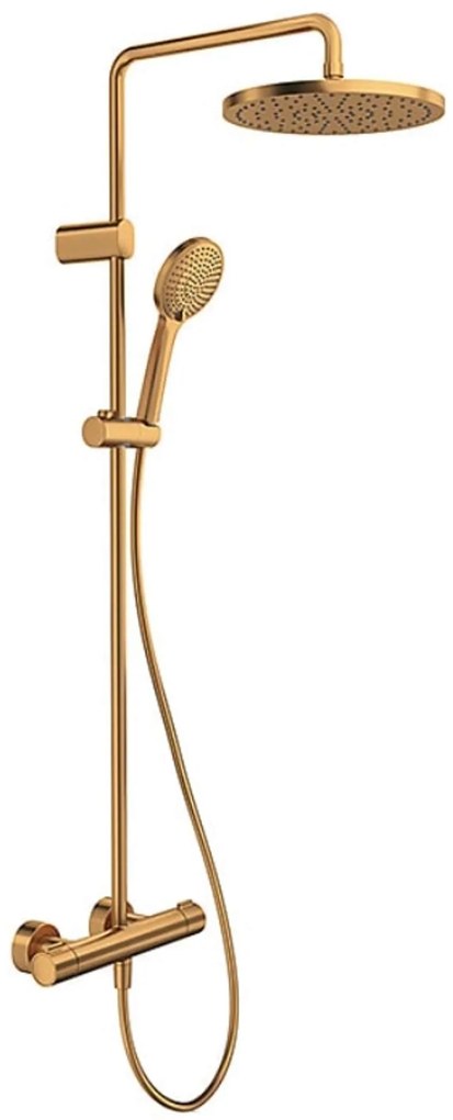 Duravit Sprchy - Sprchový set s termostatem, průměr 25 cm, 3 proudy, kartáčovaný bronz TH4282008004