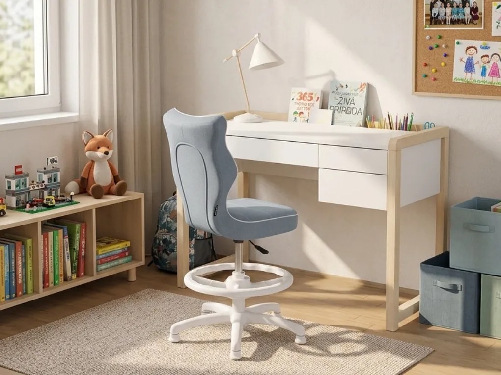 Benlemi Stůl STOLLY se 3 šuplíky a pastelkovníkem do dětského pokoje + ergonomická židle ŠEDÁ Zvolte rozměr židle: dítě 119 - 142 cm (výška stolu 71 - 82 cm)