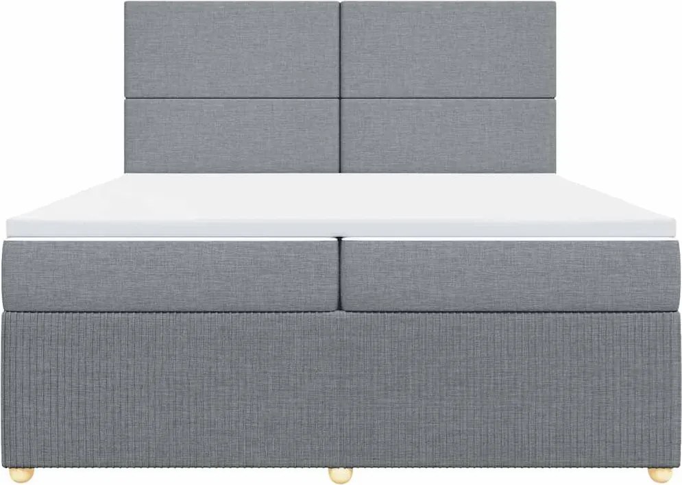 Box spring postel s matrací světle šedá 200 x 200 cm textil 3292156