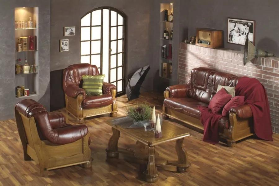 Casarredo - Komfort nábytek Rustikální křeslo MONROE kůže | potah: kůže K-18,barva: moření 16
