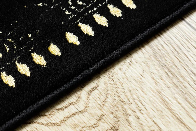 Dywany Łuszczów, Koberec běhoun Gloss 408C 86 geometric black/gold, 80x300, černá, obývací pokoj