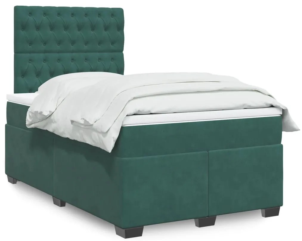Box spring postel s matrací tmavě zelená 120x190 cm samet 3293167