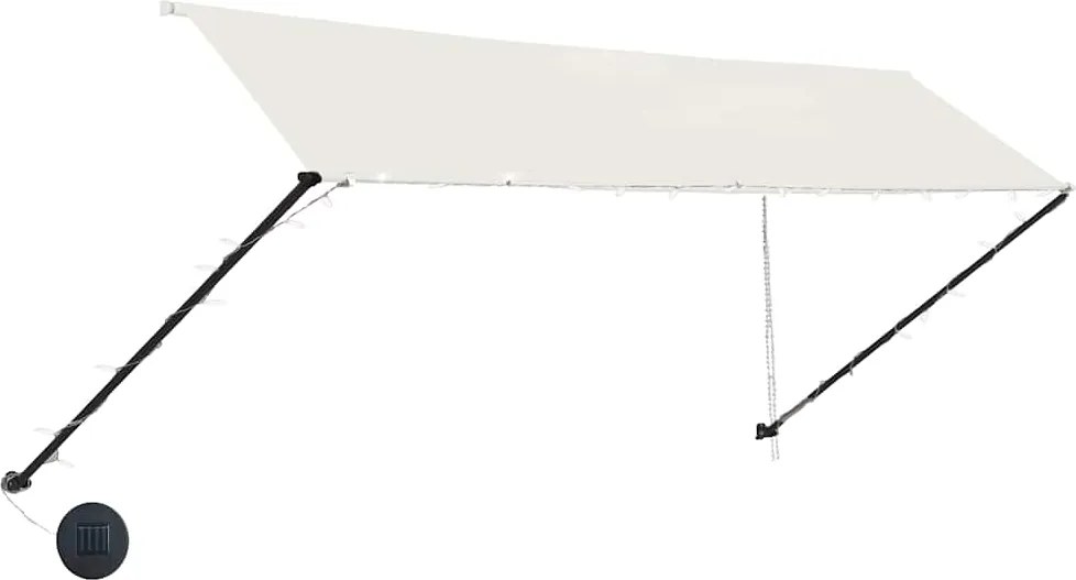 Zatahovací markýza s LED světlem 350 x 150 cm krémová 145926