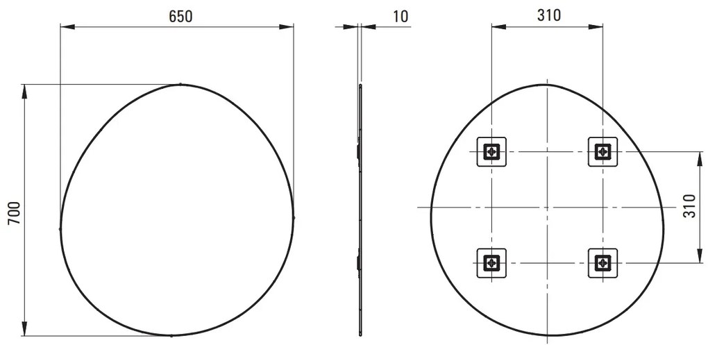 Deante Silia, asymetrické zrcadlo 700x650x10 mm, DEA-ADI_E841