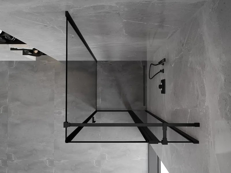 Mexen Mist T, sprchový kout s křídlovými dveřmi, pravý, 85 x 85 cm, 8mm čiré sklo, černý profil, 8A4T-085-085-70-70-P
