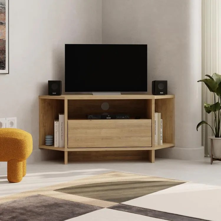 Rohový TV stolek Houseland Viva dub safírový