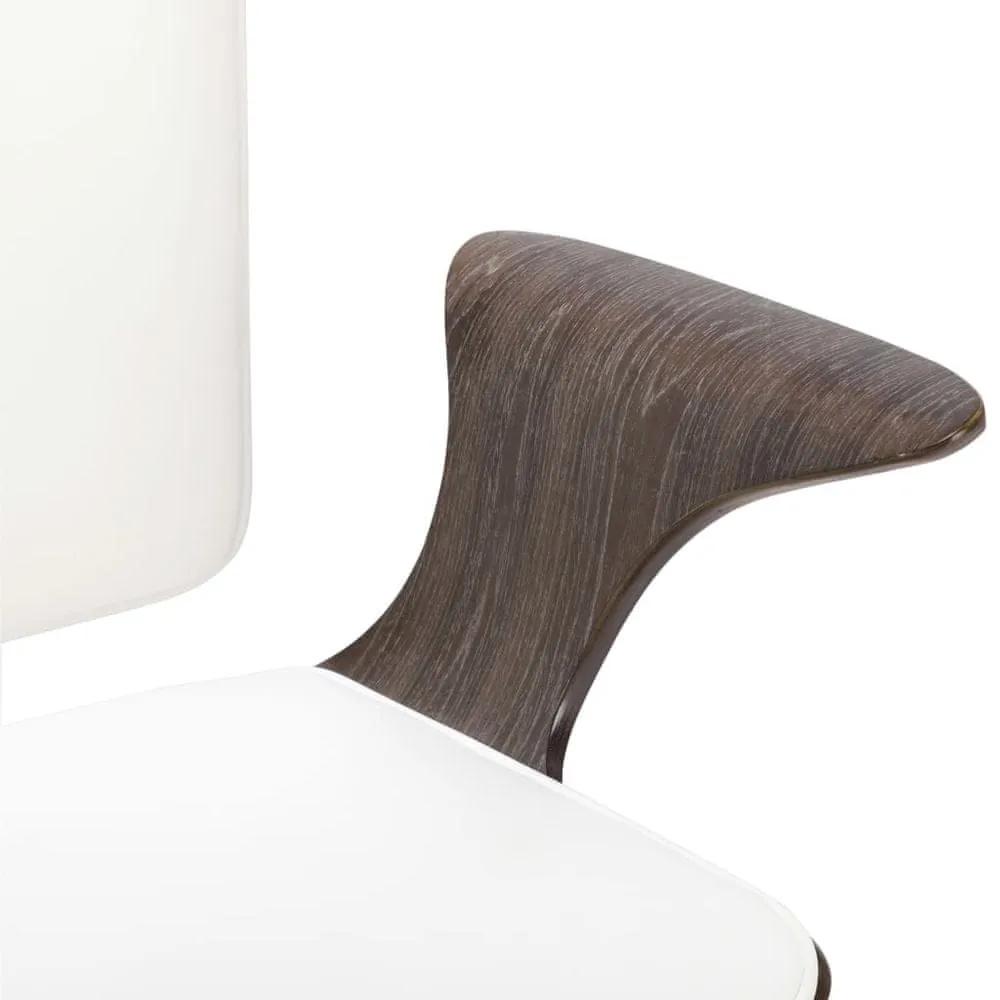 Petromila Otočná kancelářská židle bílá umělá kůže ohýbané dřevo