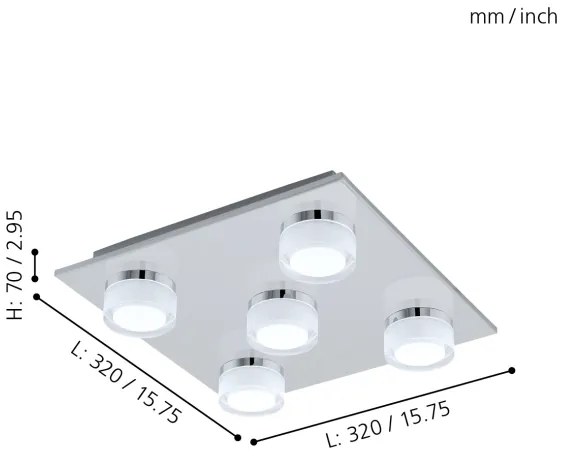 Eglo 96544- LED Stmívatelné koupelnové stropní svítidlo ROMENDO 5xLED/5,4W/ IP44