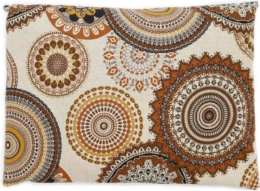 Pohankový polštář Červená mandala, 38 x 28 cm – červený, s levandulí, s motivem mandaly, česká ruční výroba