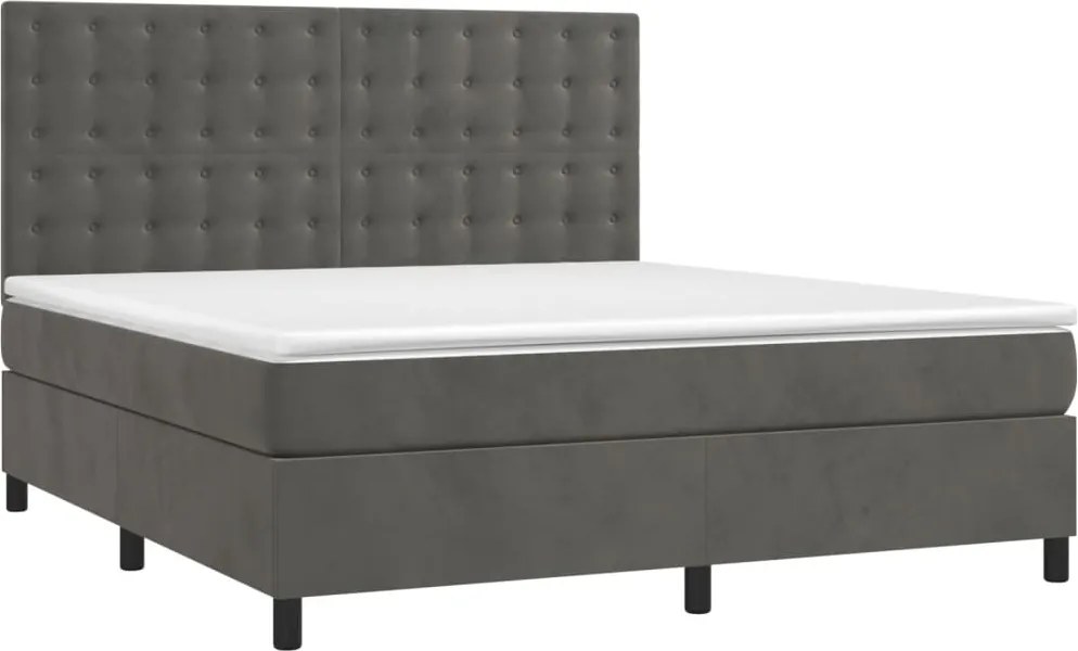 Box spring postel s matrací tmavě šedá 160x200 cm samet 3143272
