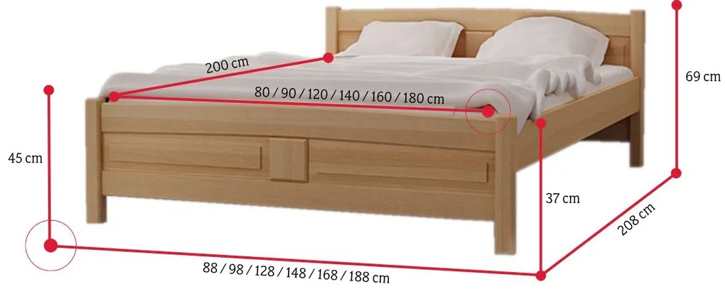 Expedo Vyvýšená postel ANGEL + rošt ZDARMA, 160x200cm, olše-lak
