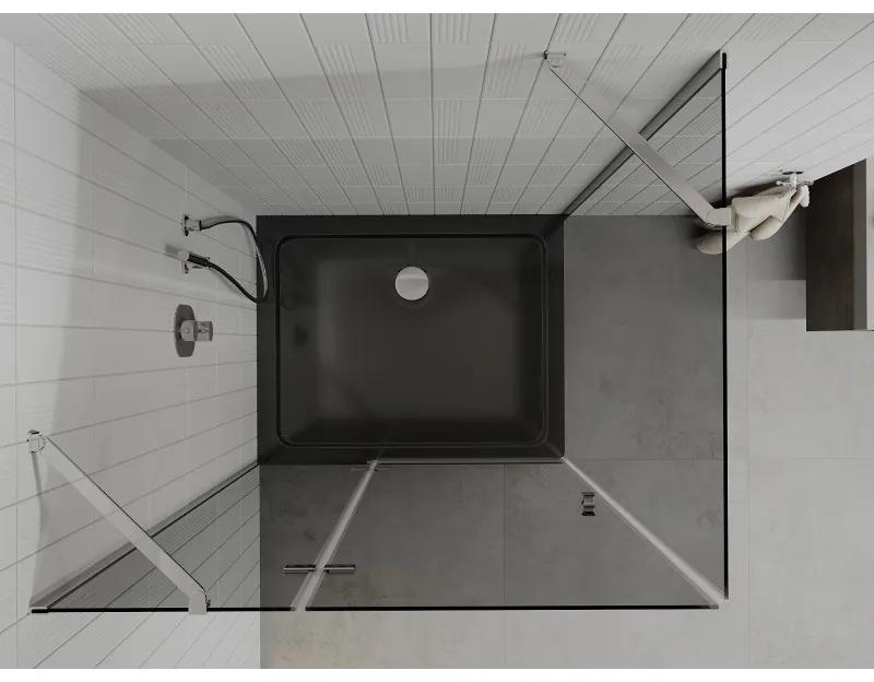 Mexen Roma sprchový kout s otočnými dveřmi 100 x 80 cm, Grafitově černá, Chromovaná + sprchová vanička Flat, Černá - 854-100-080